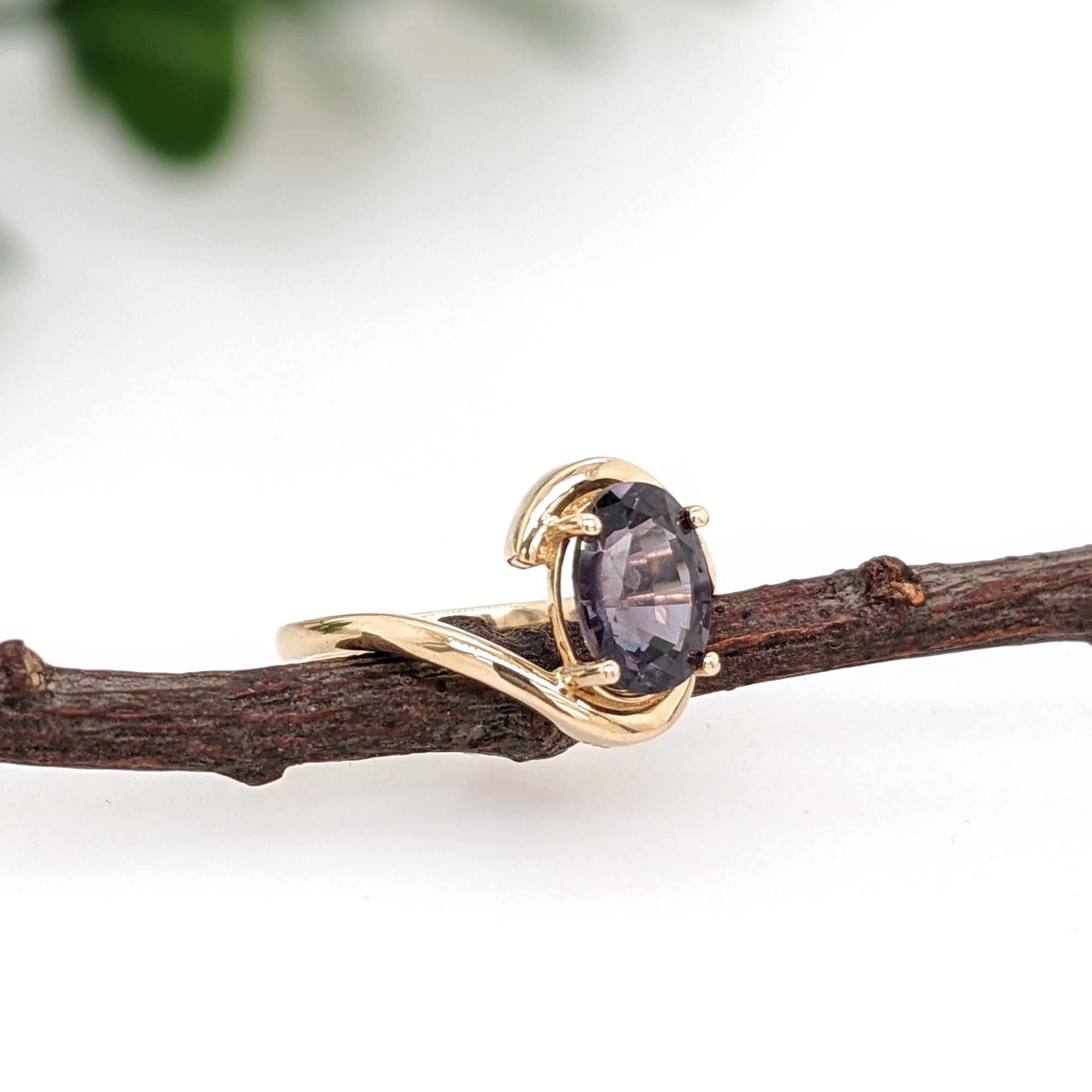 2.2ct Spinel Solitaire Ring in Solid 14K Yellow Gold Oval 9x7mm Bypass Ring For Sale at 1stDibs
