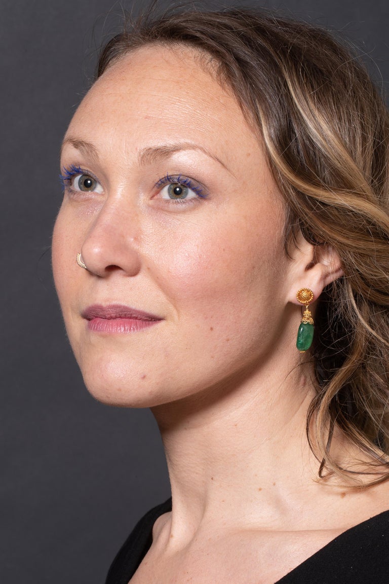 22K Gold and Emerald Drop Earrings by Deborah Lockhart Phillips For ...