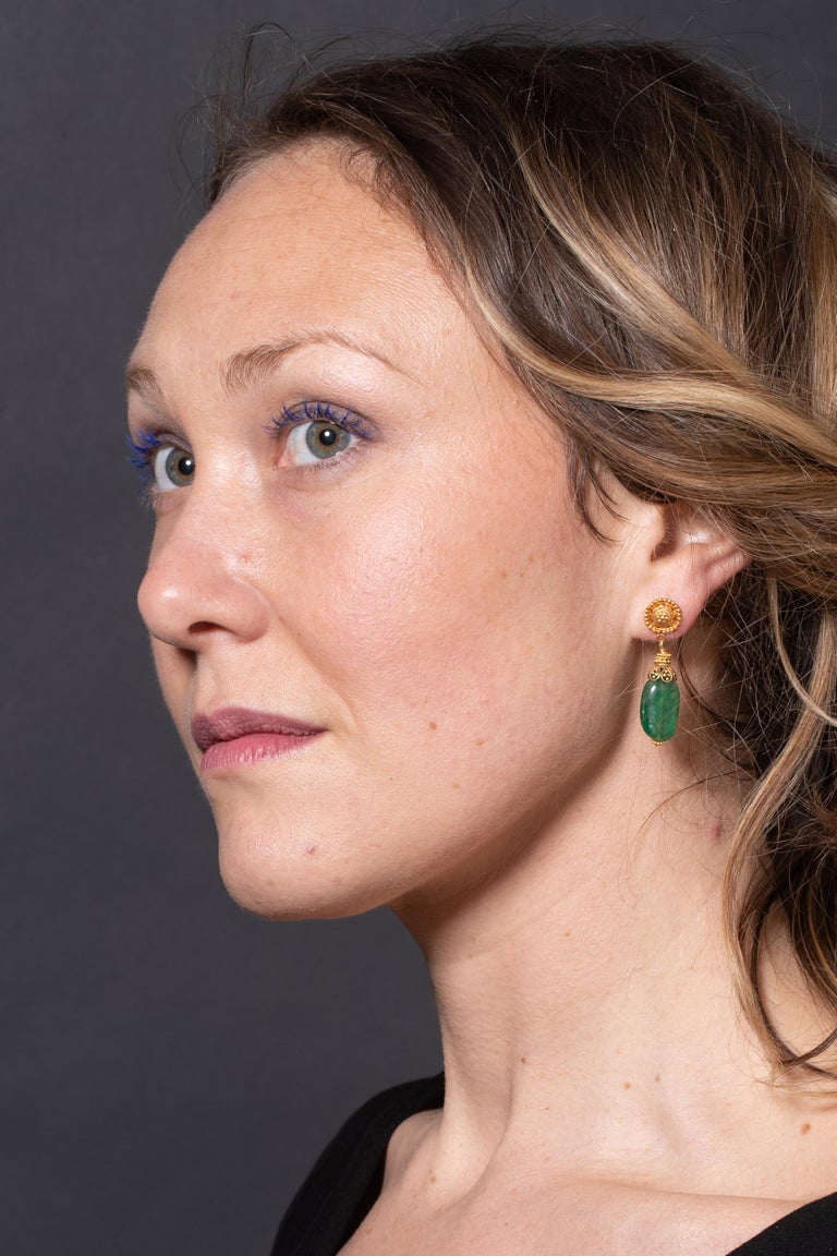 22K Gold and Emerald Drop Earrings by Deborah Lockhart Phillips For ...