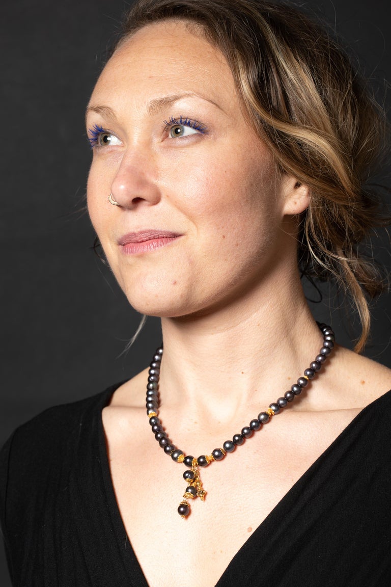 22K Gold and Tahitian Pearl Drop Necklace by Deborah Lockhart Phillips ...