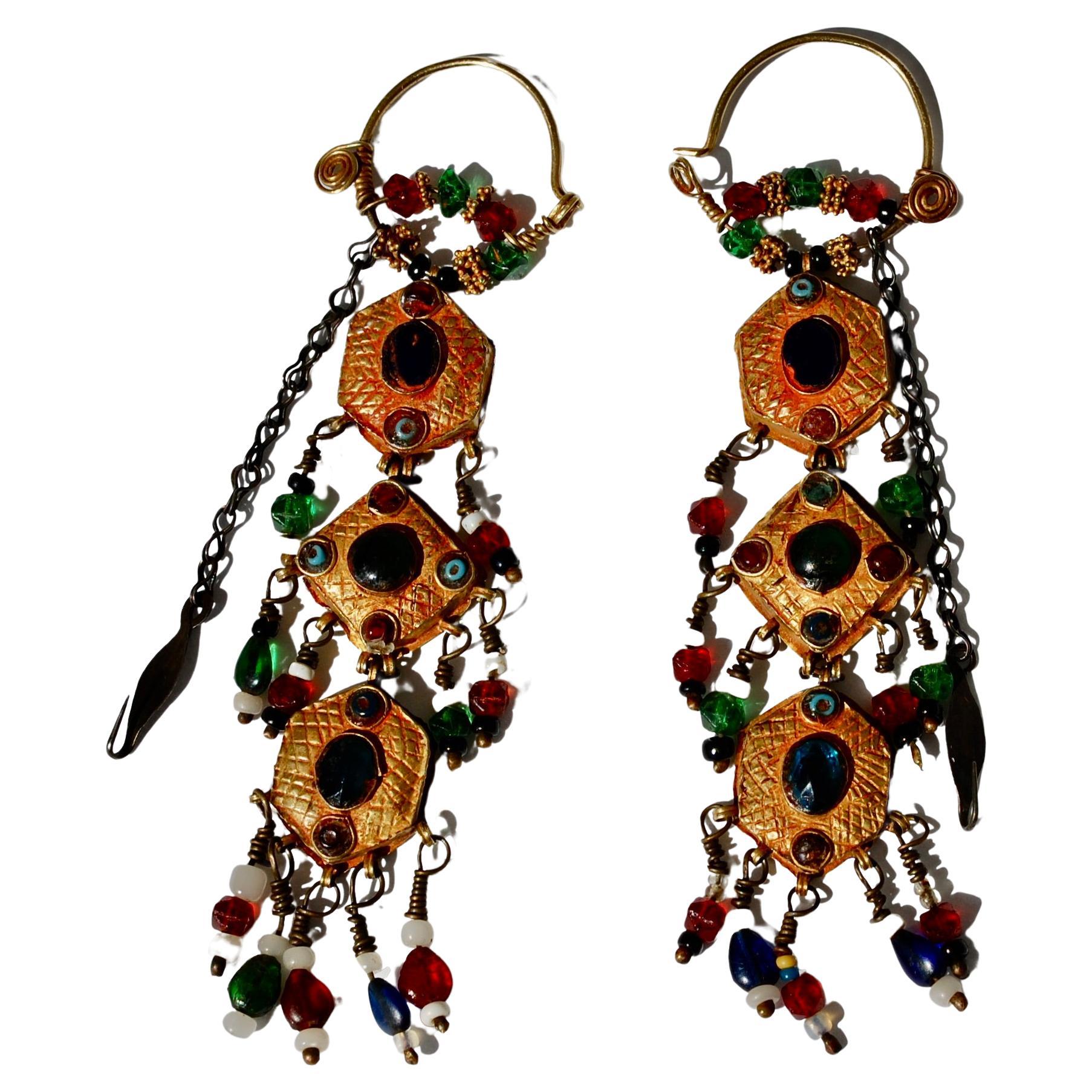 22k Gold Antique Qajar Bridal Earrings For Sale at 1stDibs