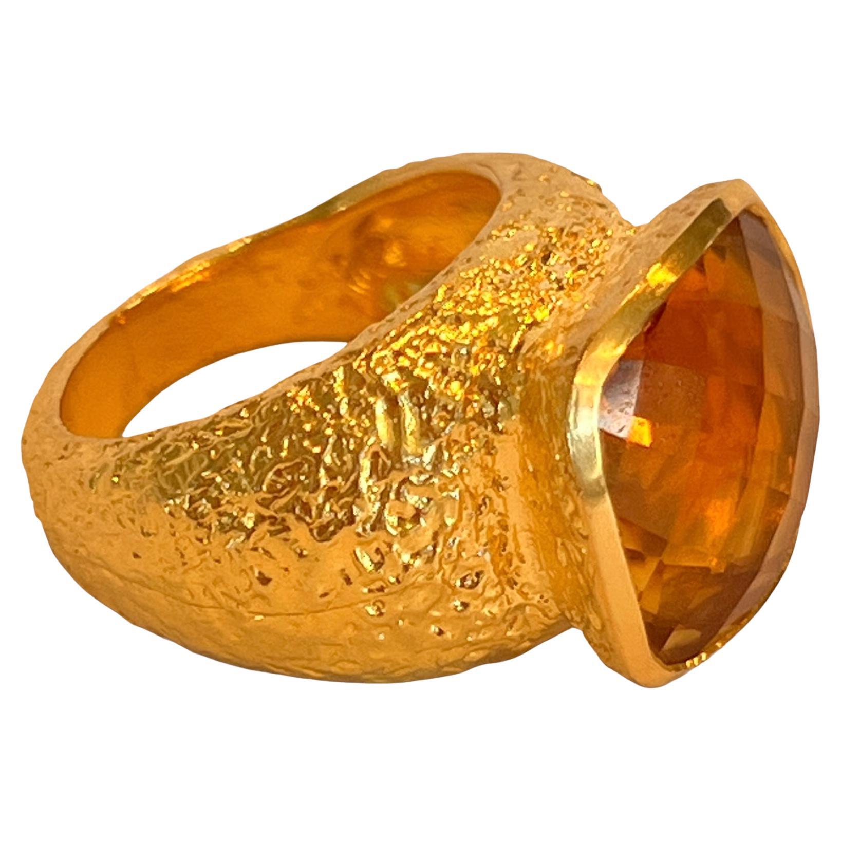 22k Gold Citrine Birthstone Cocktail Ring, by Tagili For Sale at 1stDibs