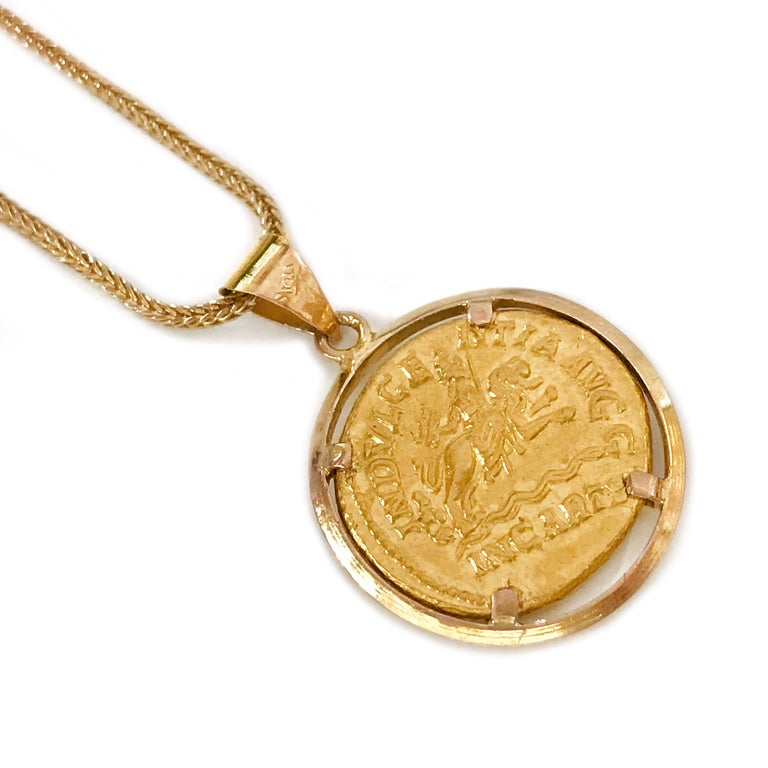22 Karat Gold Coin Pendant 18 Karat Necklace For Sale at 1stDibs