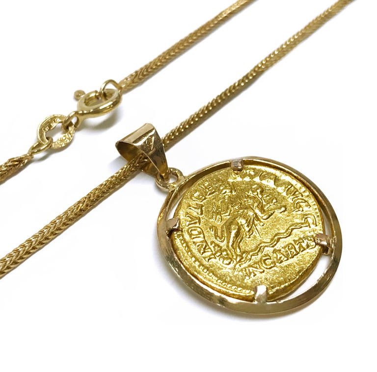 22-karat-gold-coin-pendant-18-karat-necklace-for-sale-at-1stdibs