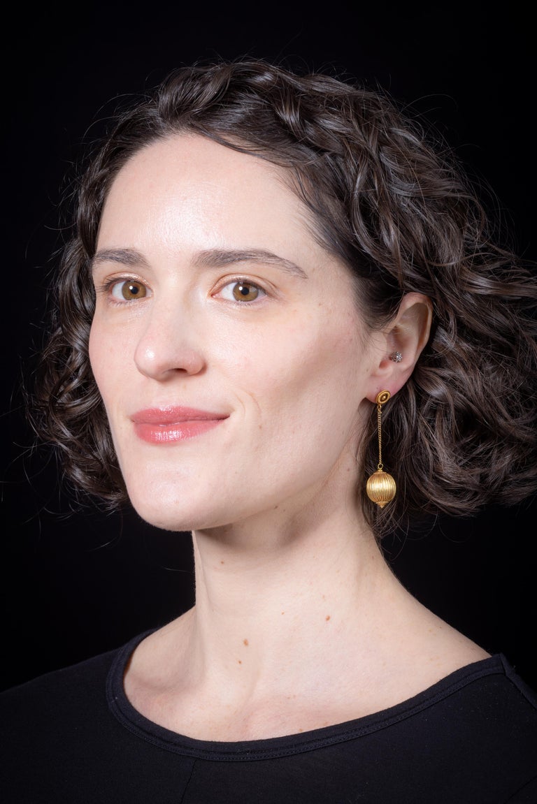 22K Gold Drop Earrings by Deborah Lockhart Phillips For Sale at 1stDibs