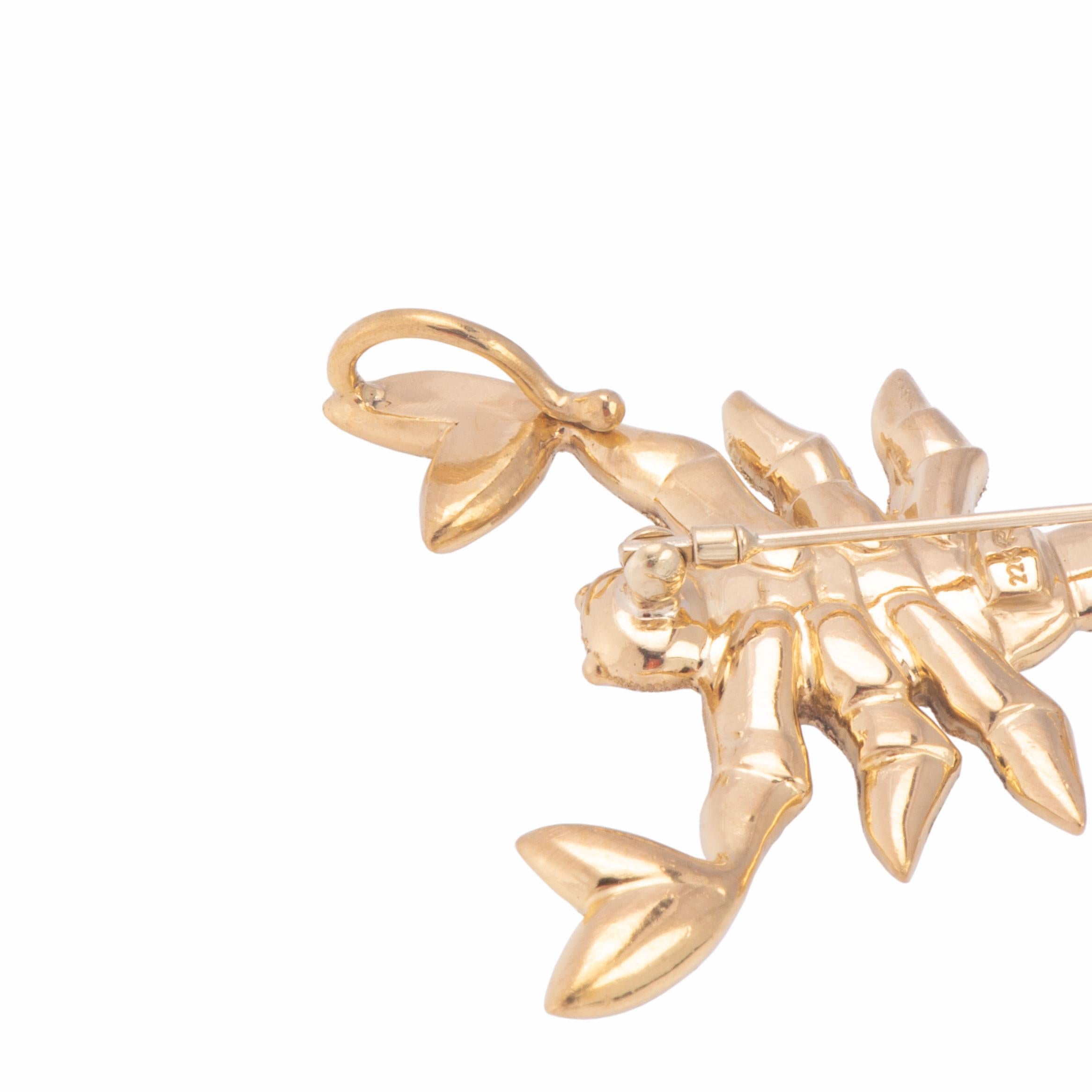 22 Karat Gold Fire Agate Scorpion Pin or Pendant For Sale at 1stDibs