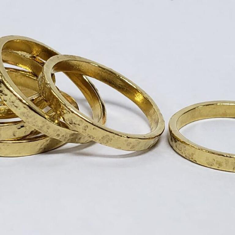 22k Gold Hammered Stacking Rings For Sale at 1stDibs