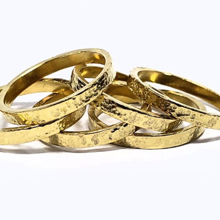 22k Gold Hammered Stacking Rings For Sale at 1stDibs