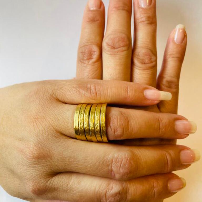 22k Gold Hammered Stacking Rings For Sale at 1stDibs