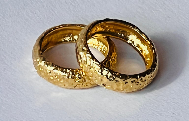 22k Gold Hammered Thick Stacking Rings For Sale at 1stDibs