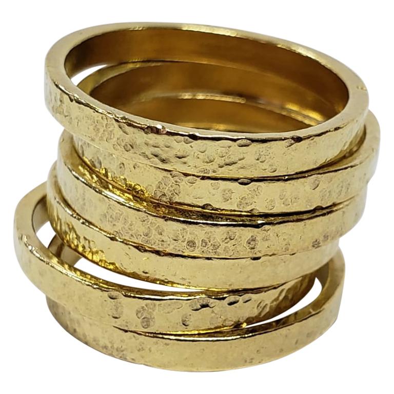 22k Gold Hammered Thick Stacking Rings For Sale at 1stDibs