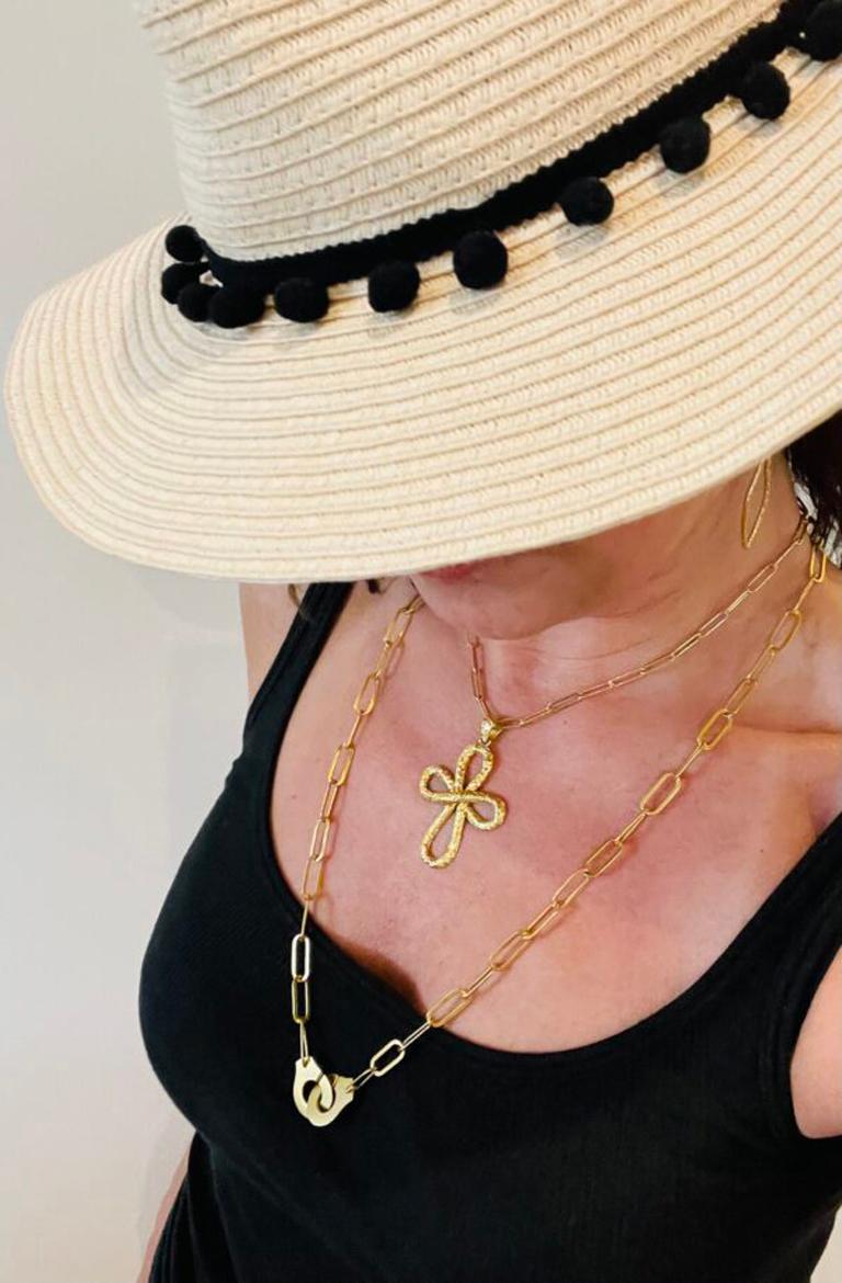 22k Gold Infinity Cross Pendant Necklace For Sale at 1stDibs