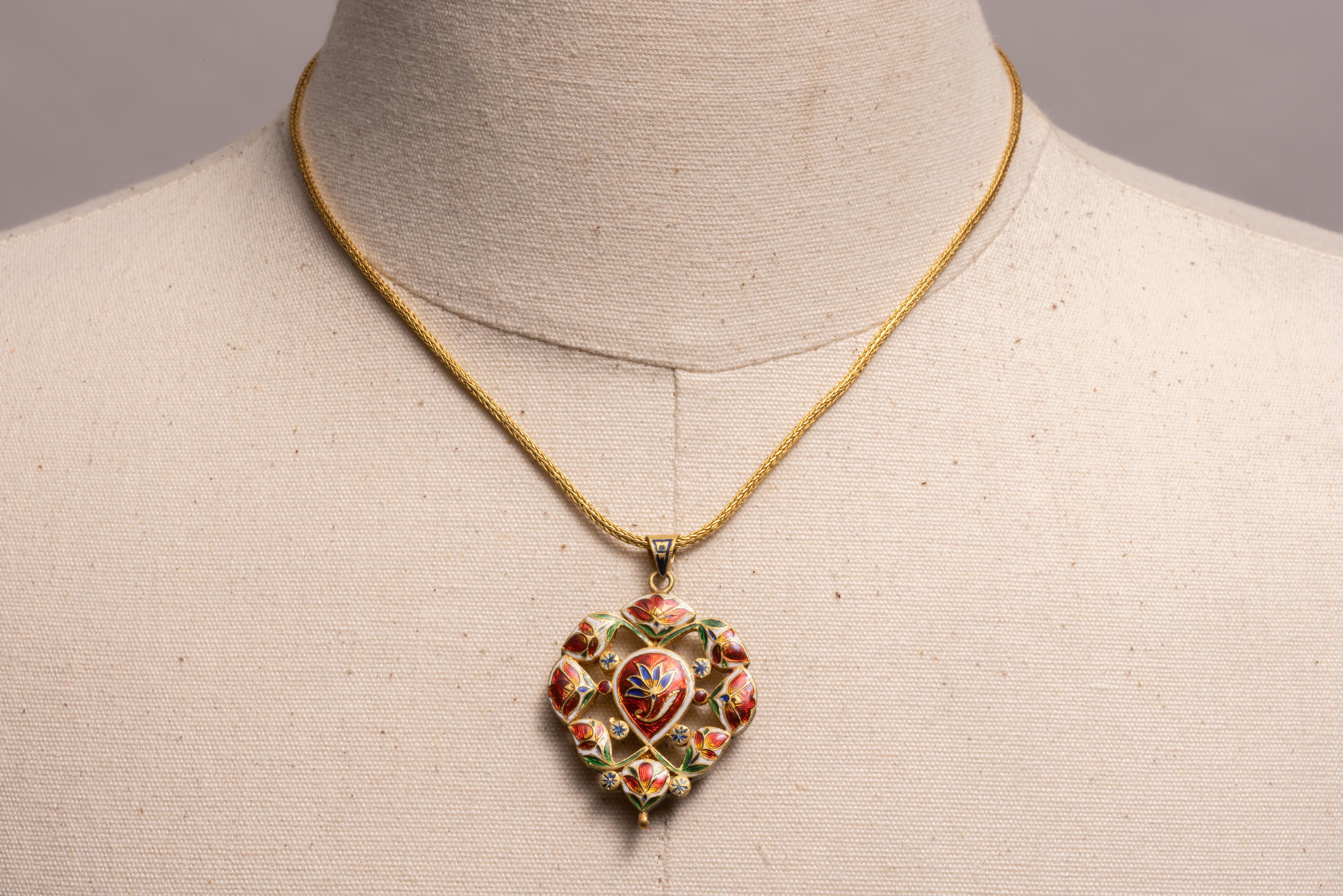 22K Gold NavaRatna Reversible Pendant Necklace For Sale at 1stDibs ...
