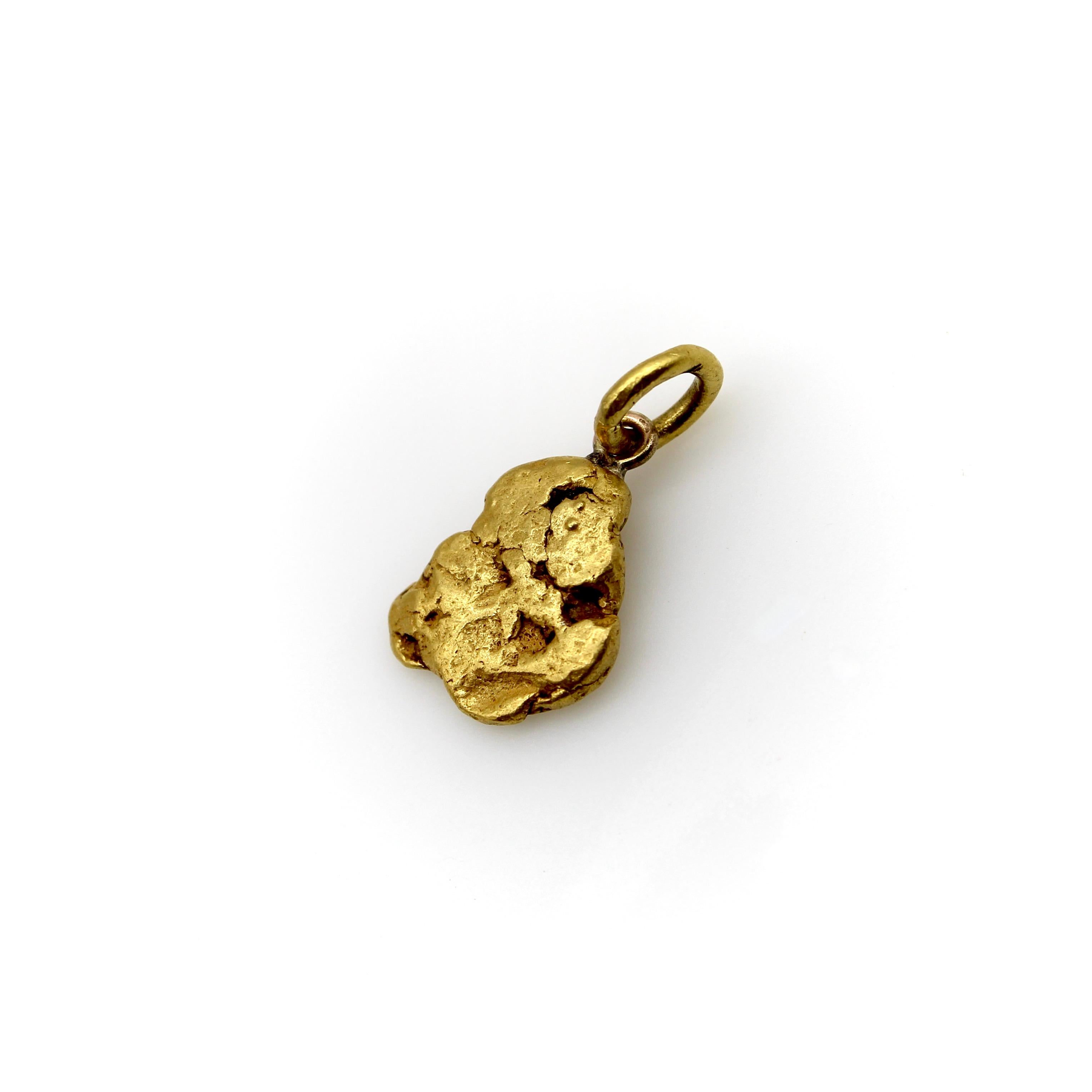 22K Gold Nugget Organic Pendant Charm For Sale at 1stDibs