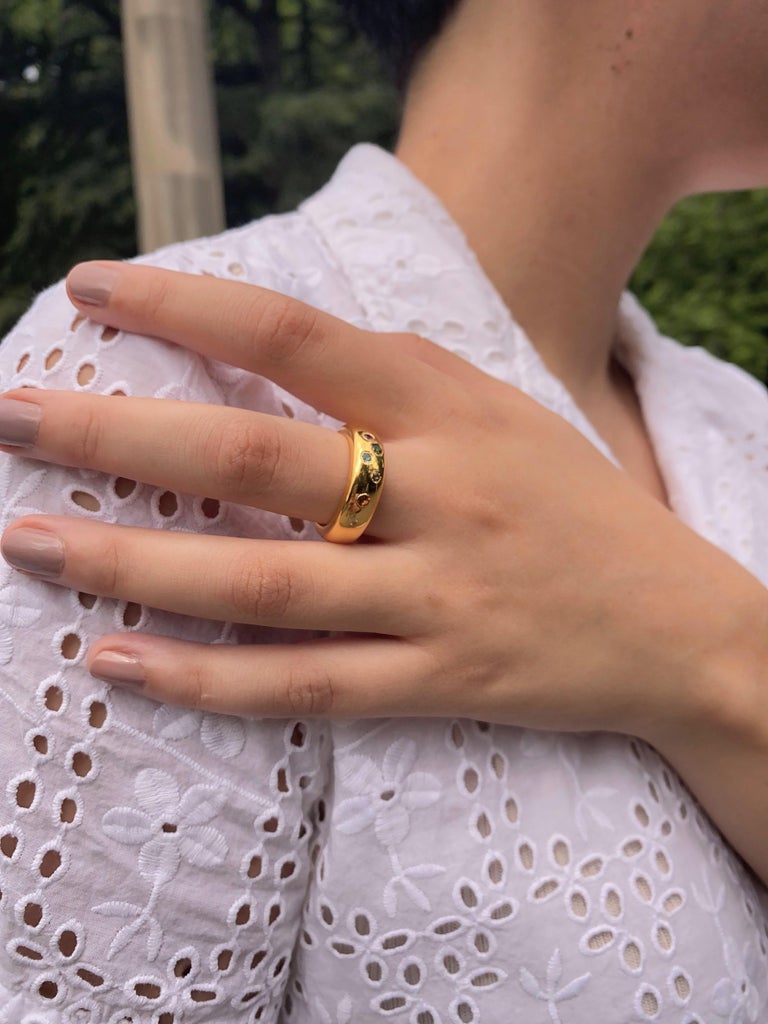 22K Gold Vermeil Confetti Band with Multiple Color Gems by Chee Lee New ...