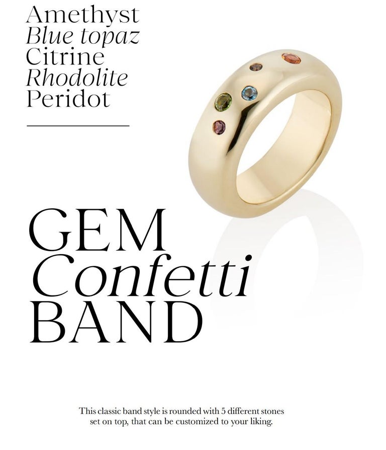 22K Gold Vermeil Confetti Band with Multiple Color Gems by Chee Lee New ...