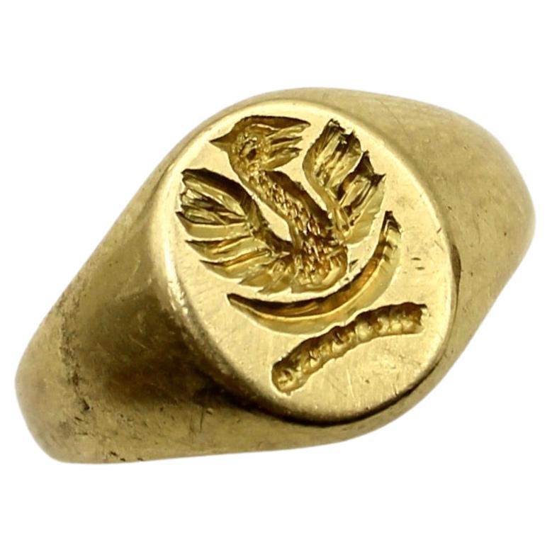 Victorian Signet Ring with Image of Phoenix, "Perit Ut Vivat", circa ...