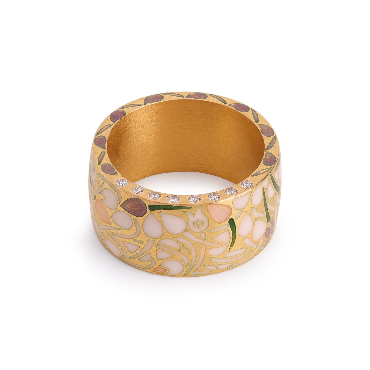 Customizable 22K Gold Cigar Band Ring Hand Engraved with Enamel and ...