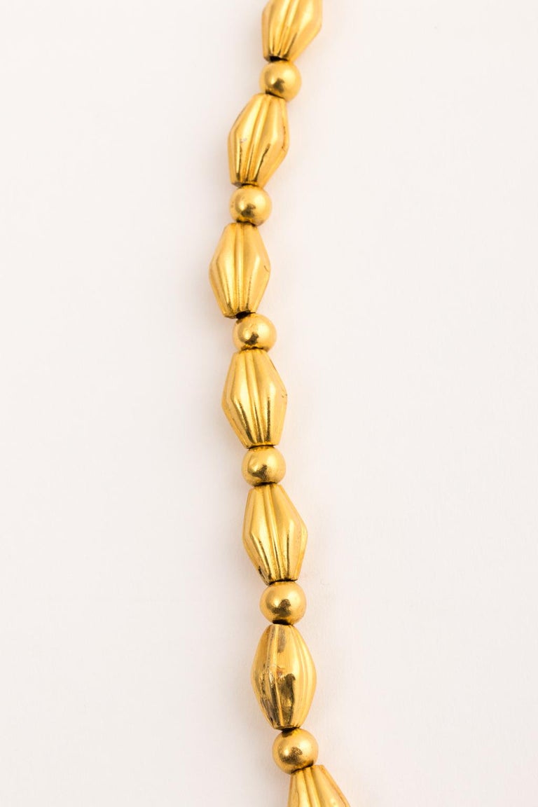 22 Karat Yellow Gold Fluted Links Necklace Screw Clasp at 1stDibs
