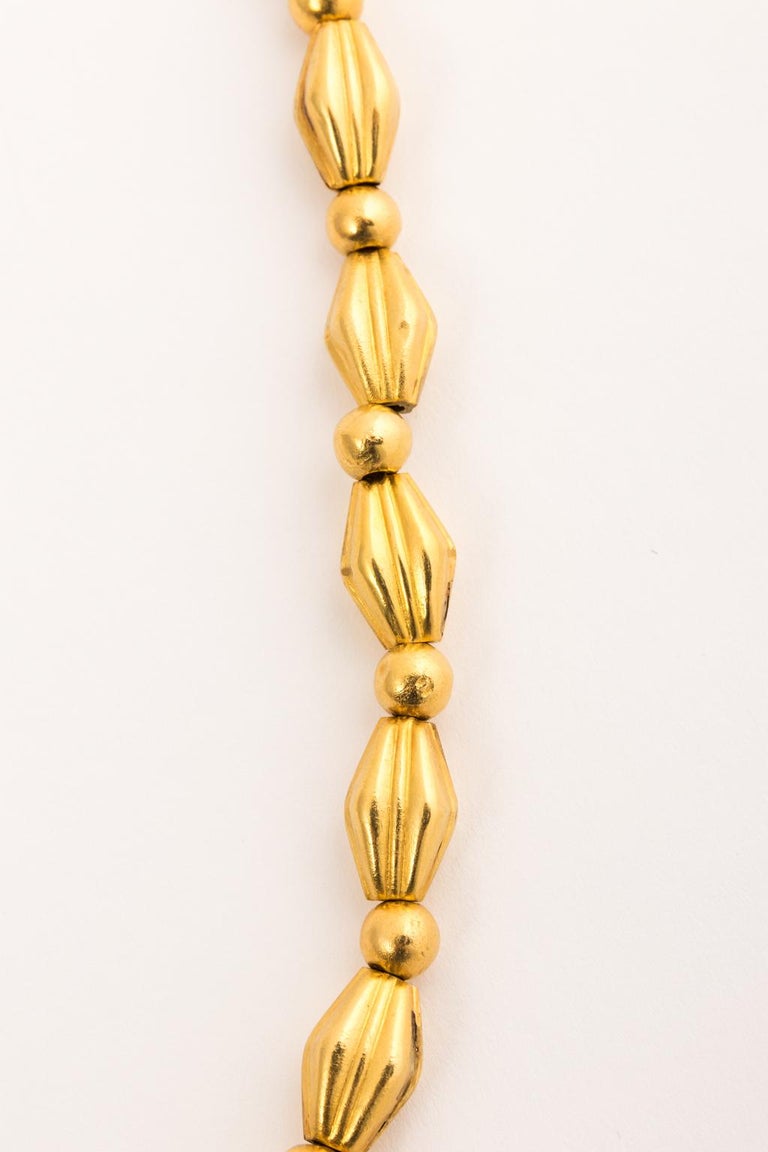 22 Karat Yellow Gold Fluted Links Necklace Screw Clasp at 1stDibs