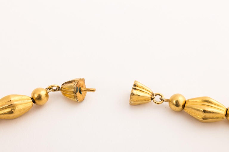 22 Karat Yellow Gold Fluted Links Necklace Screw Clasp at 1stDibs