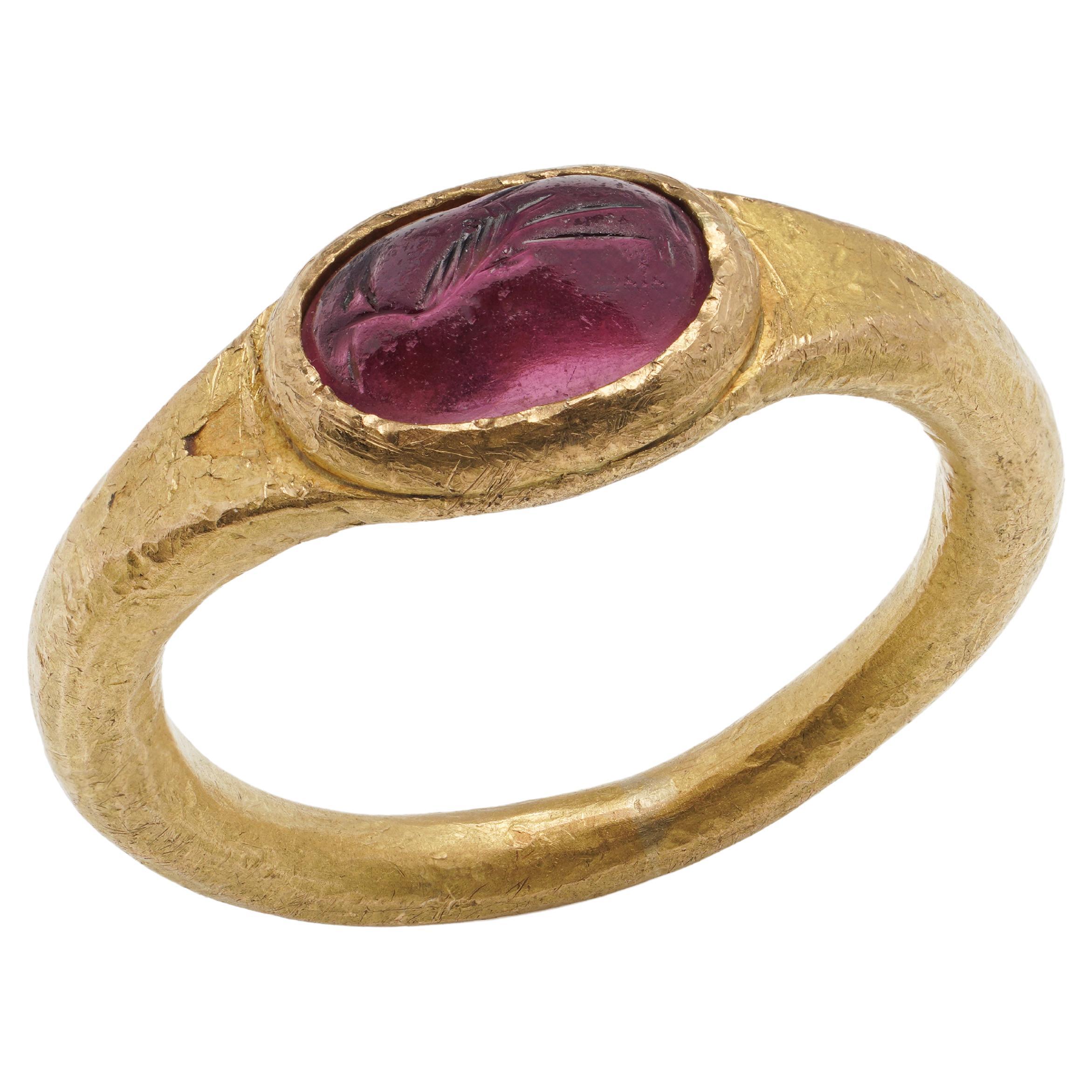 Small Ancient Roman Amethyst Intaglio of the God Mercury in a Later ...