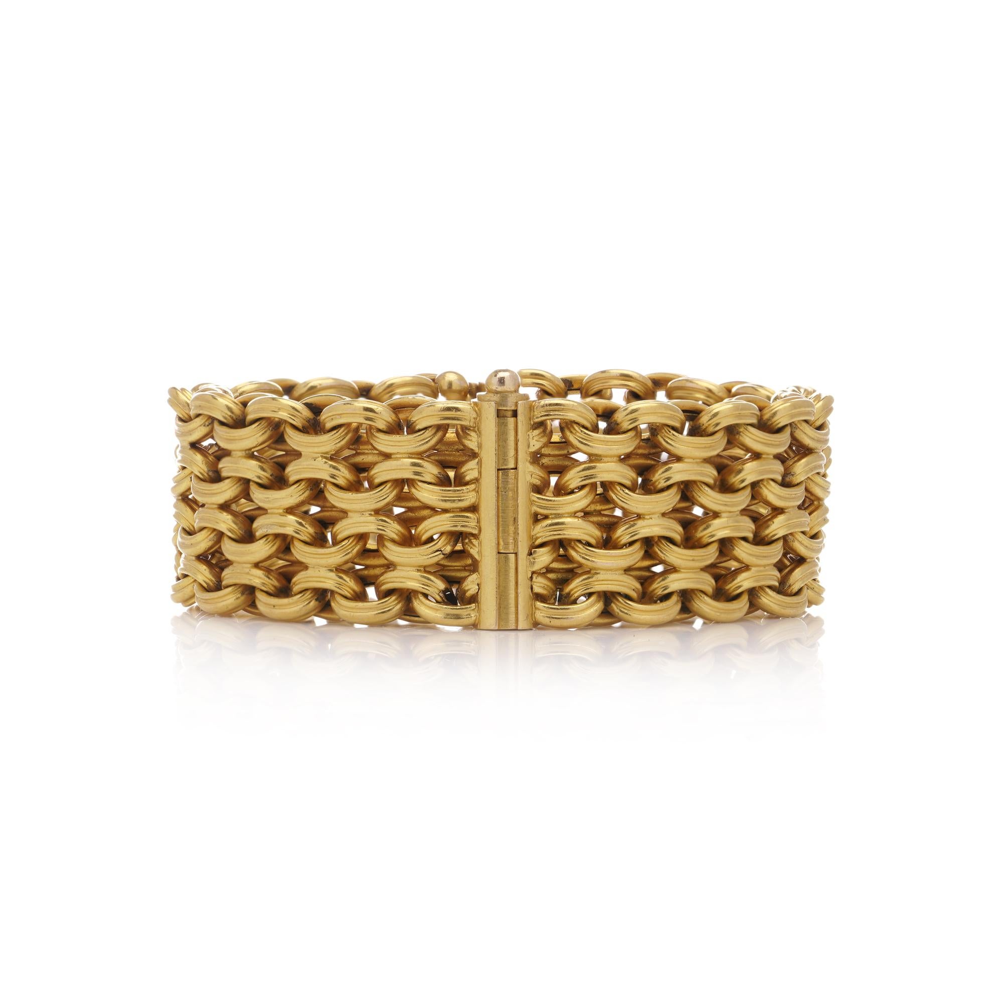 22kt yellow gold four row rope chain bracelet For Sale at 1stDibs