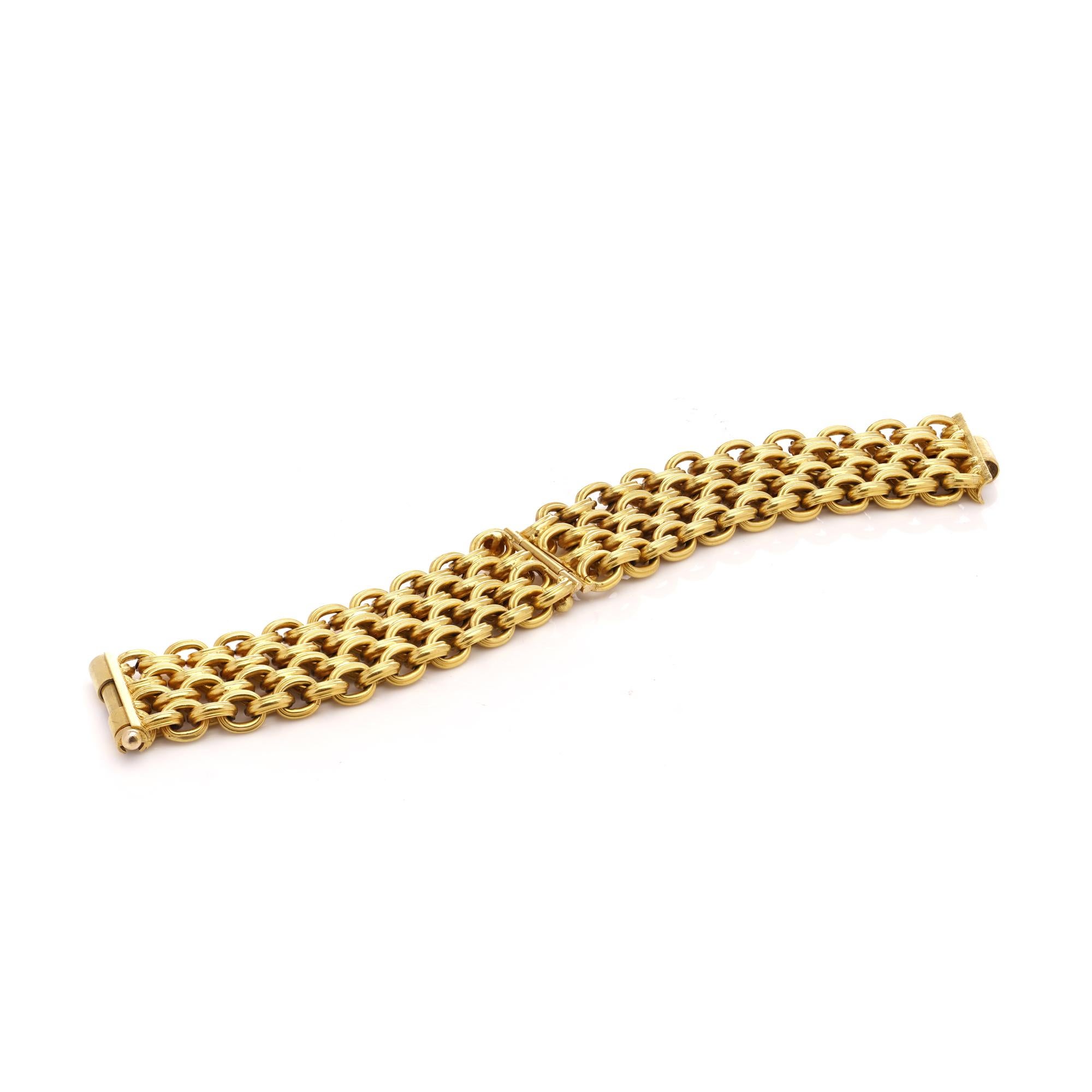 22kt yellow gold four row rope chain bracelet For Sale at 1stDibs