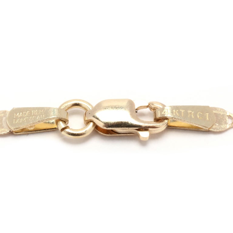 Oval Mirror Chain Necklace, 14KT Yellow Gold, Length For Sale at 1stDibs