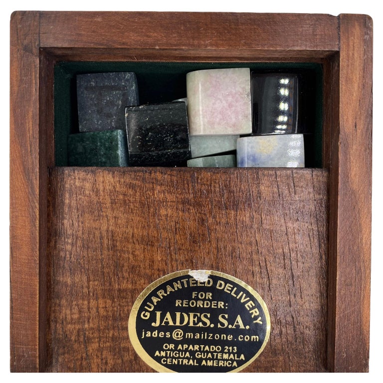 Jadeite Imperial Jade Gemstones in Wooden Box, Specimen Jadeite Jade ...