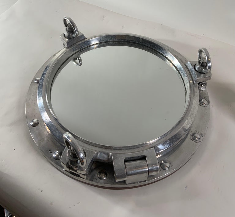 23 Inch Aluminum Ship’s Porthole Mirror For Sale at 1stDibs