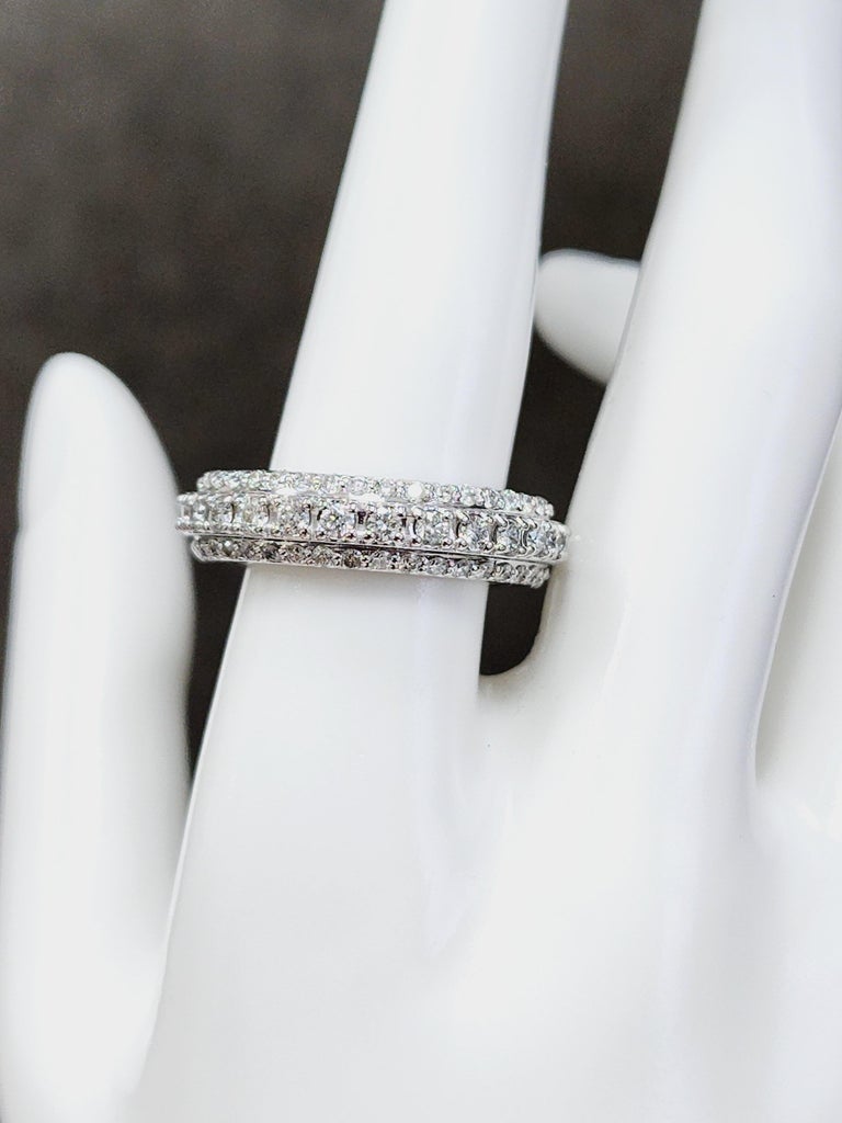 Anneau d'éternité en or blanc 14 carats avec diamants naturels de 2,30 ...