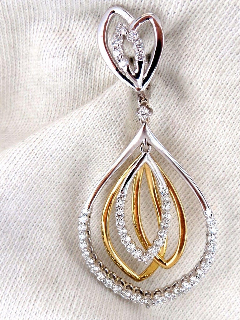 2.30 Carat Natural Diamonds Four-Tier Loop Dangle Earrings 14 Karat G ...