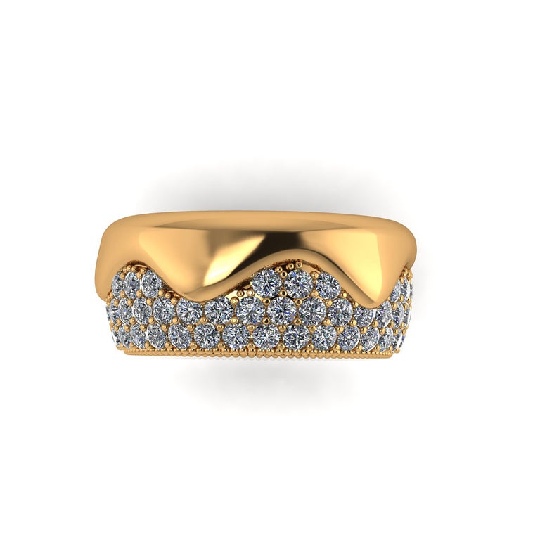 2.30 Carat White Diamond Melting Away Pave Ring in 18 Karat Yellow Gold ...