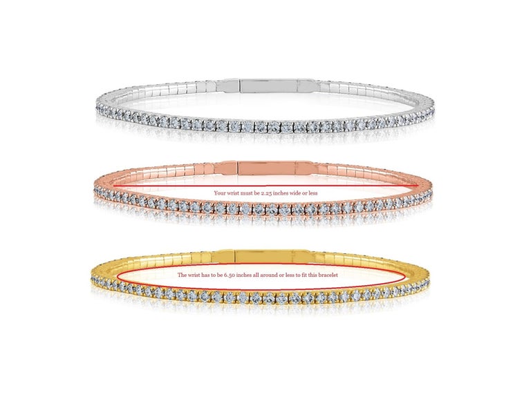 2.30 Carat Diamond All Around Gold Bangle Tension Bracelet For Sale at ...