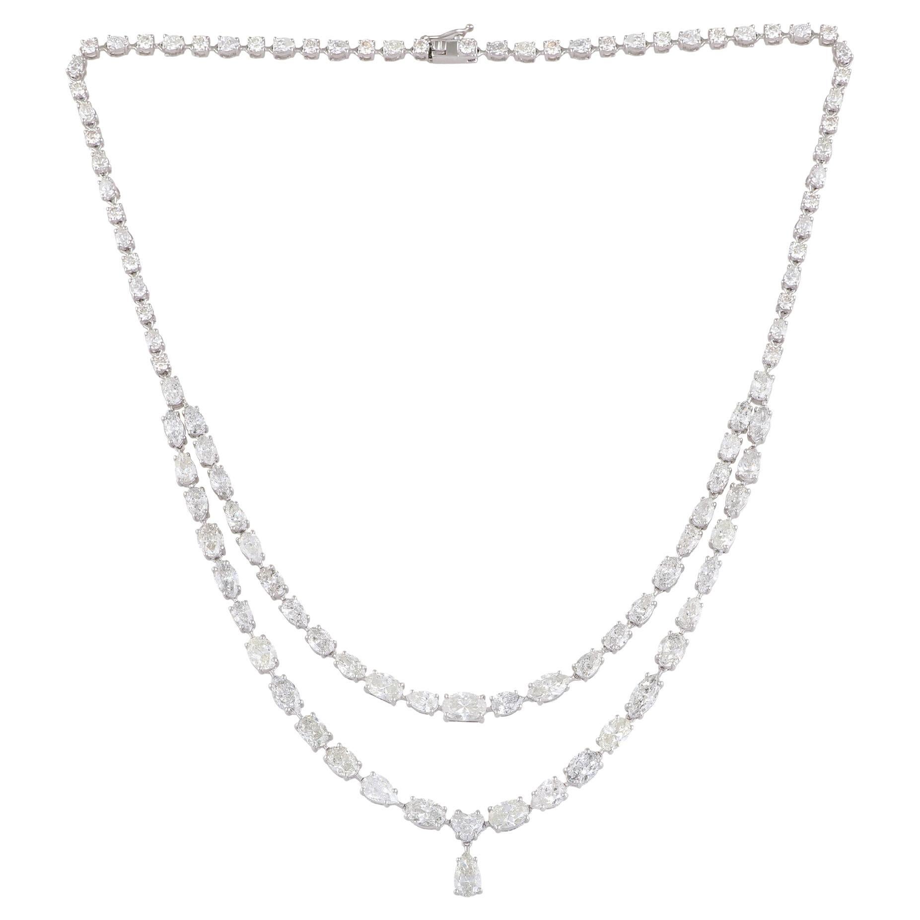 23.10 Carat 14 Karat Gold Multi Strand Diamond Necklace For Sale at 1stDibs