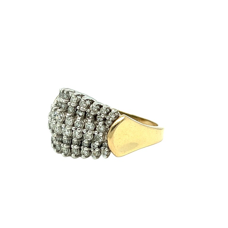 2.32 Carat Cluster Diamond Dome Pyramid Ring 14K Yellow Gold For Sale ...