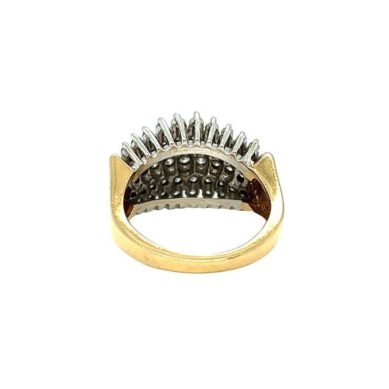 2.32 Carat Cluster Diamond Dome Pyramid Ring 14K Yellow Gold For Sale ...