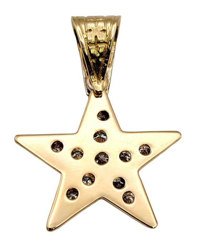 2.32 Carats Total Round Diamond Star Pendant in 14 Karat Yellow and ...