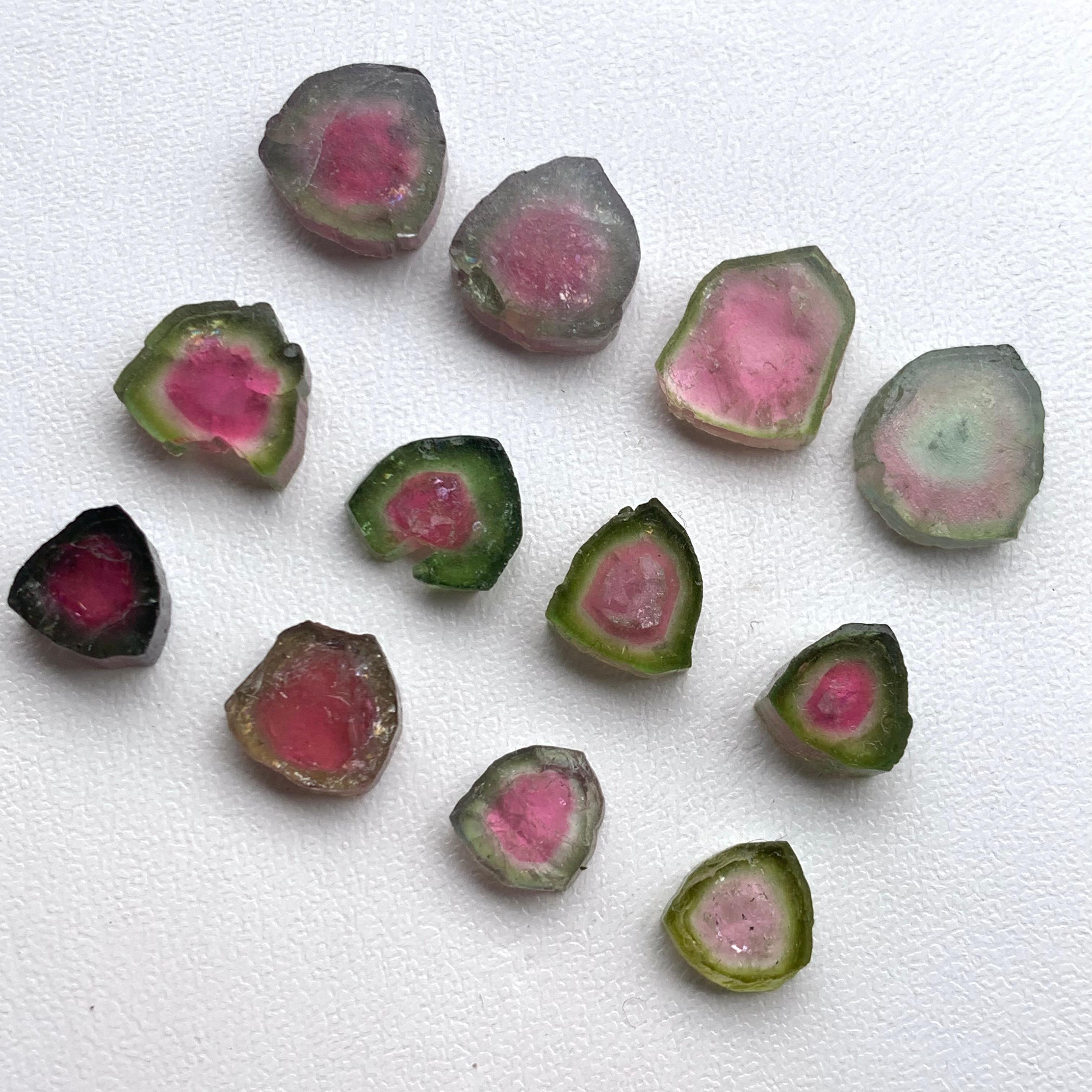 23.42 Ct Natural Watermelon Tourmaline Polished Crystal Slice Parcel ...