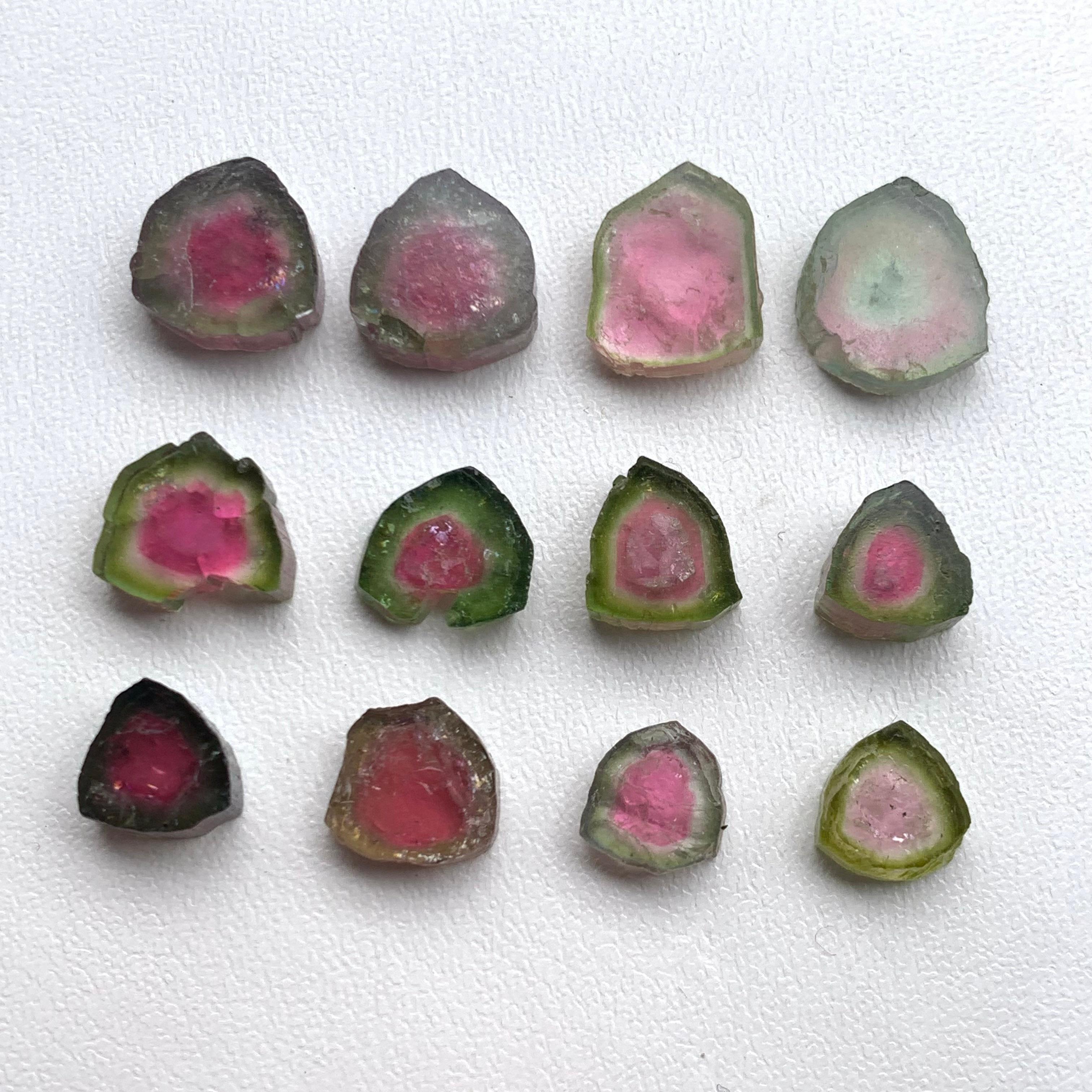 23.42 Ct Natural Watermelon Tourmaline Polished Crystal Slice Parcel ...