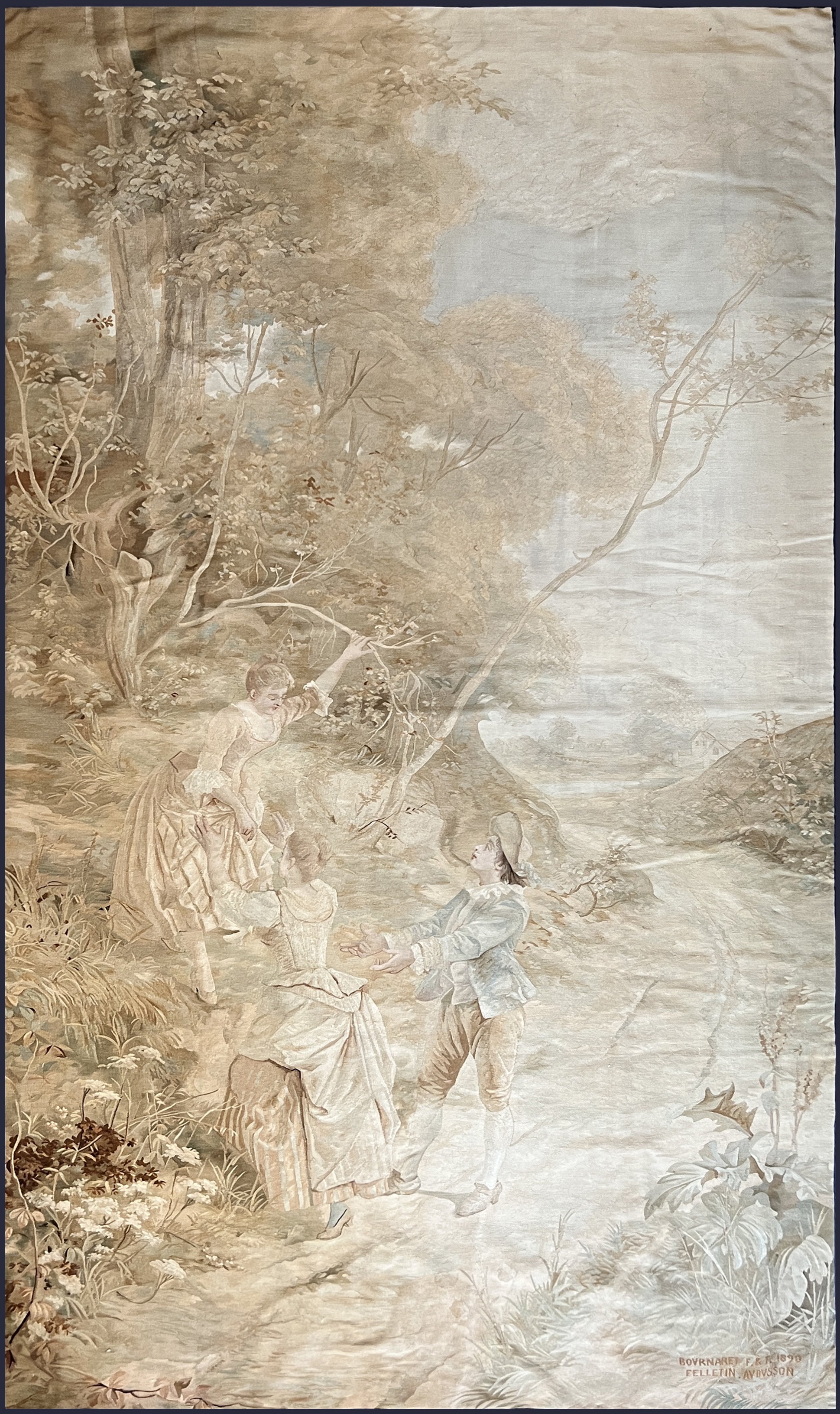 19th Century Aubusson Tapestry Hunting Scene, N° 1205 For Sale at 1stDibs