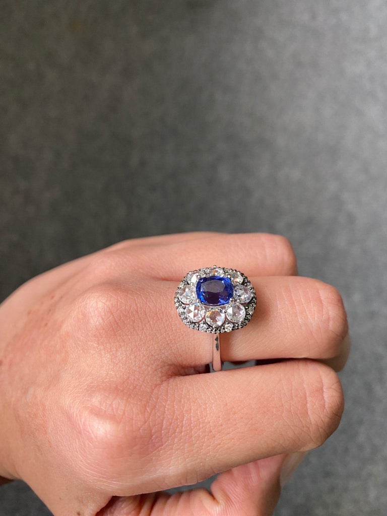 2.35 Carat Ceylon Sapphire and Diamond and 18K Gold Engagement Ring For ...