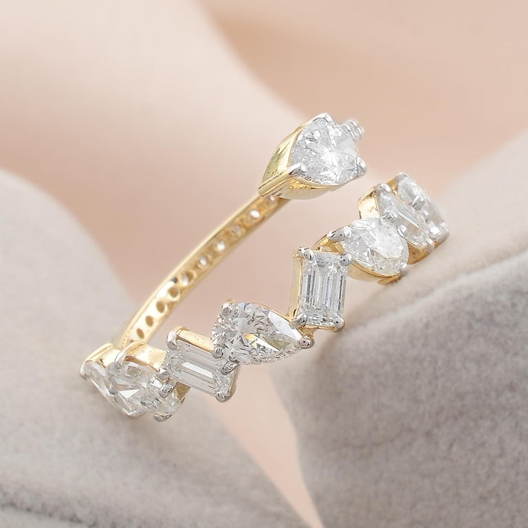 2.35 Carat SI Clarity HI Color Pear Diamond Wrap Ring 14k Yellow Gold ...