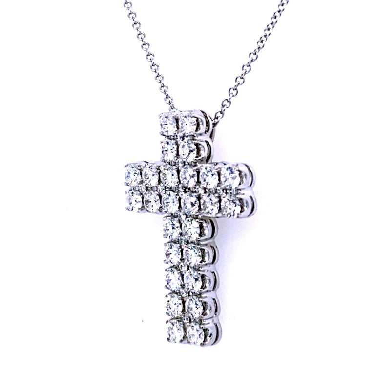 2.35 Carat, 18 Karat Gold U-Pave Set Diamond Cross Pendant For Sale at ...
