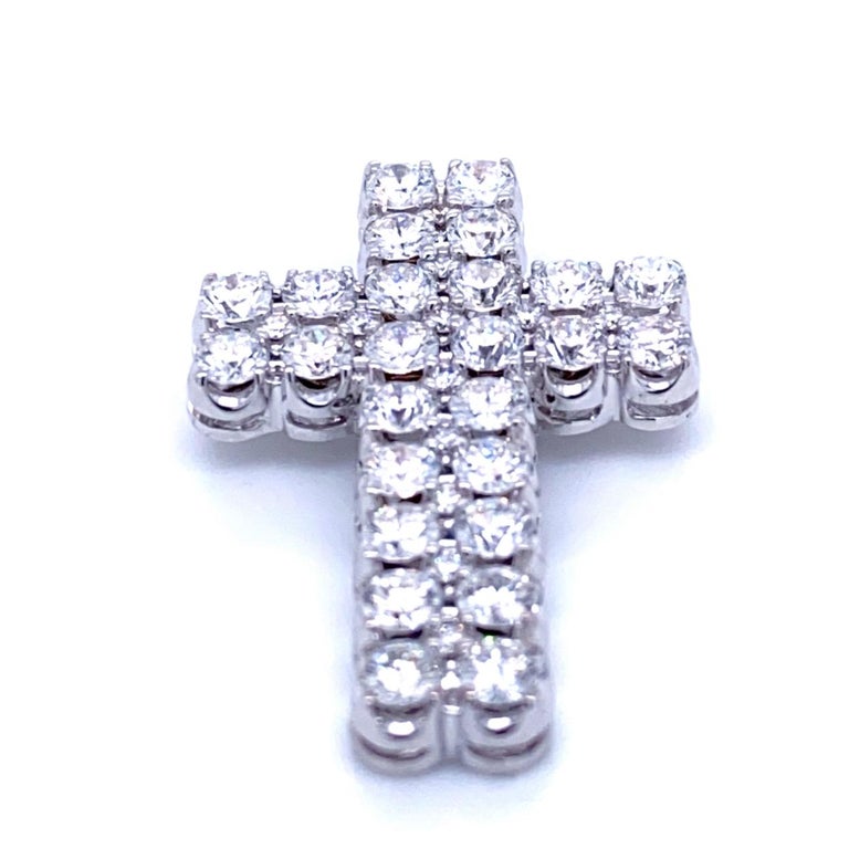 2.35 Carat, 18 Karat Gold U-Pave Set Diamond Cross Pendant For Sale at ...