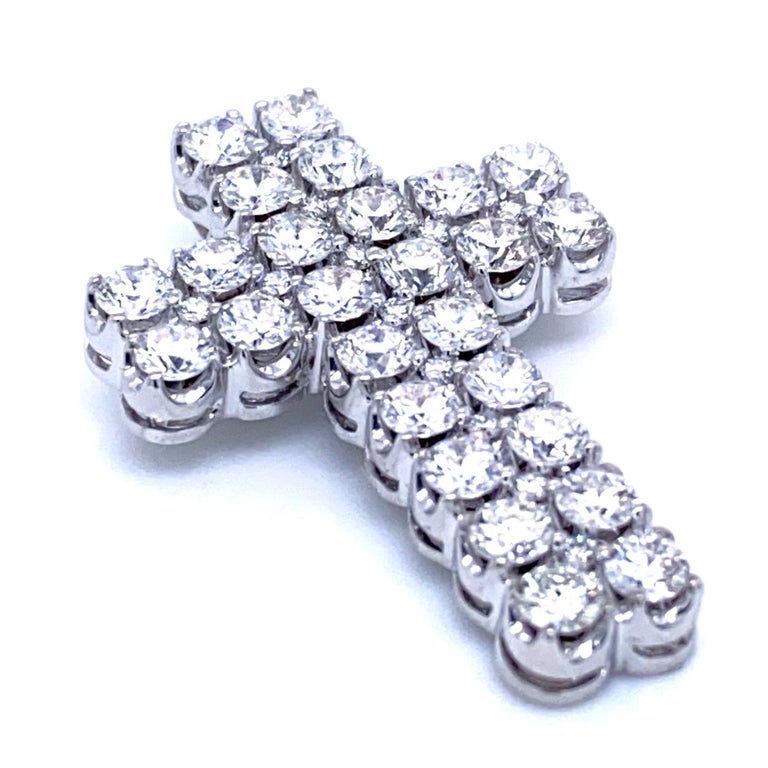 2.35 Carat, 18 Karat Gold U-Pave Set Diamond Cross Pendant For Sale at ...