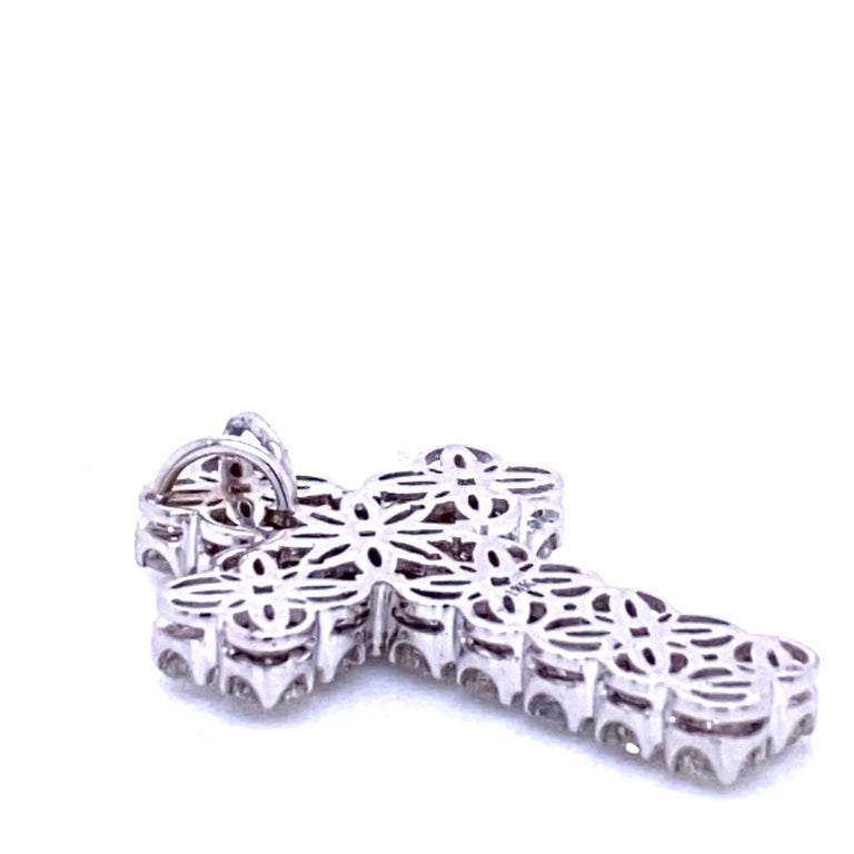 2.35 Carat, 18 Karat Gold U-Pave Set Diamond Cross Pendant For Sale at ...