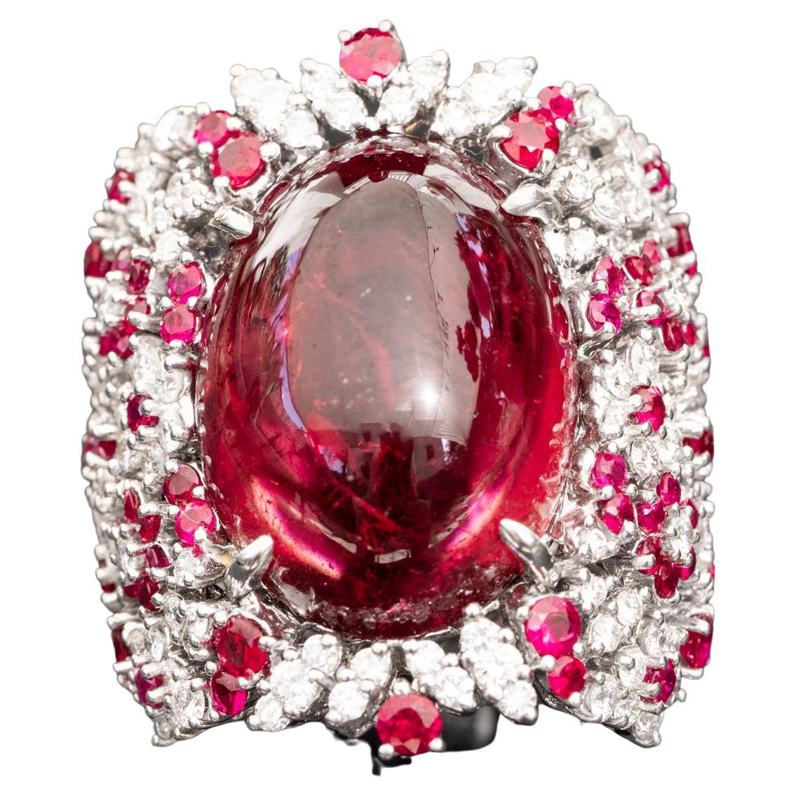 23.52 rubellite ring 2.56ct diamonds, 2.60ct Ruby, Statement Rings For ...