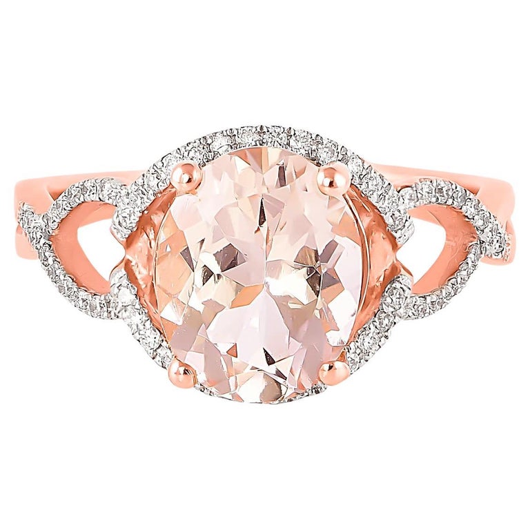 2.37 Carat Morganite and Diamond Ring in 18 Karat Rose Gold For Sale at ...
